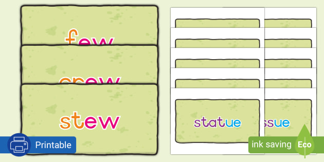 Grade 3 Phonics: ew ue: Word Wall Cards (teacher made)