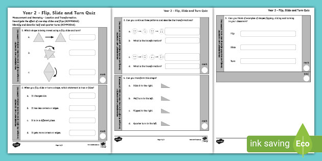 Year 2 Flip, Slide and Turn Assessment (teacher made)