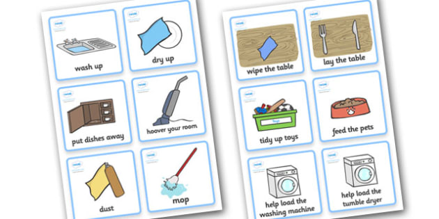 SEN Communication Cards Household Chores (teacher made)