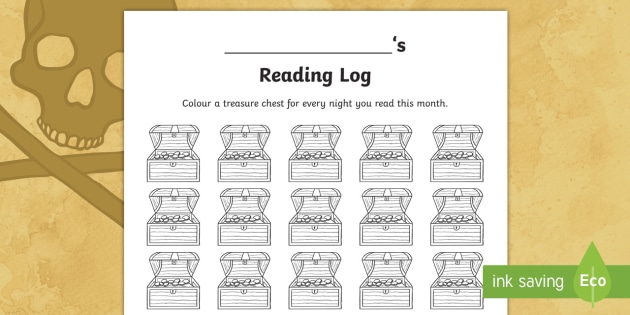 Pirate Themed Reading Log - reading record, read, books, pirates