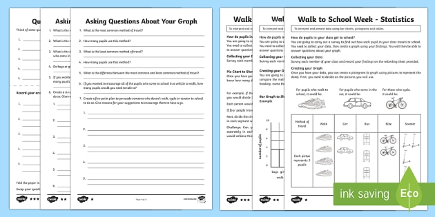 KS2 Let's all Walk to School Week Statistics Differentiated Worksheet