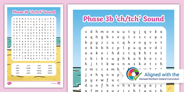 Northern Ireland Linguistic Phonics Phase 3b ‘ch/tch’ Word Search