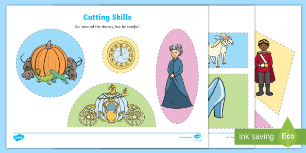 Cinderella Cutting Skills Worksheet (teacher made)
