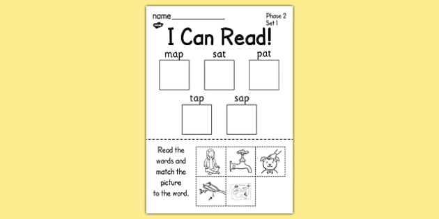 I Can Read Phase 2 Set 1 Words Worksheet / Worksheet