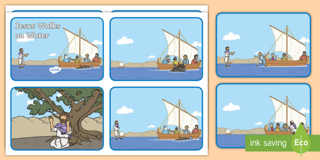 Jesus Walks on Water Bible Story Sequencing Cards