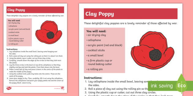 Clay Poppy Craft Instructions (teacher made)
