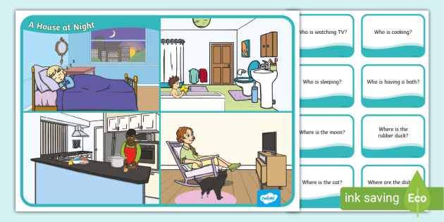 Picture Scenes and 'Wh' Questions Evening Scene