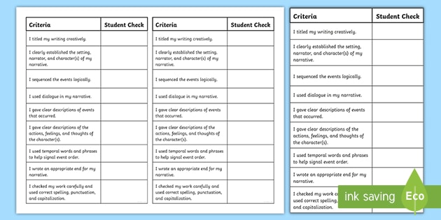 Third Grade Narrative Writing Genre Checklist (teacher made)