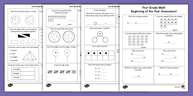 1st Grade Math Test Worksheets 1st Grade Math Test By Teach Simple