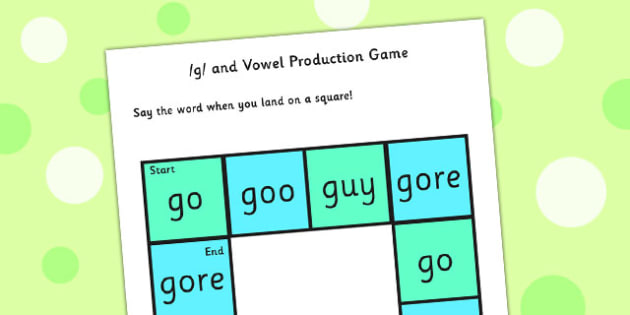 g and Vowel Production Game (teacher made)