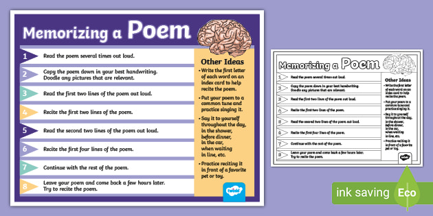 Memorizing a Poem Poster (teacher made)