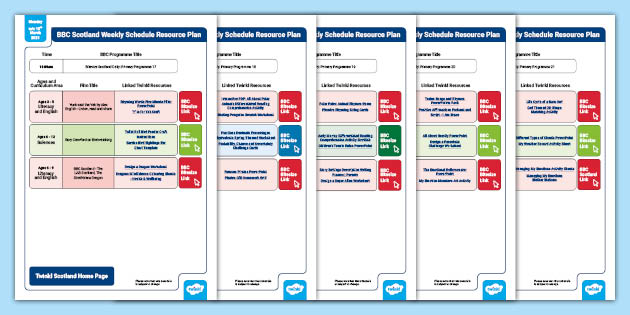 Free BBC Scotland Weekly Schedule Resource Plan: W/C 15th March 2021