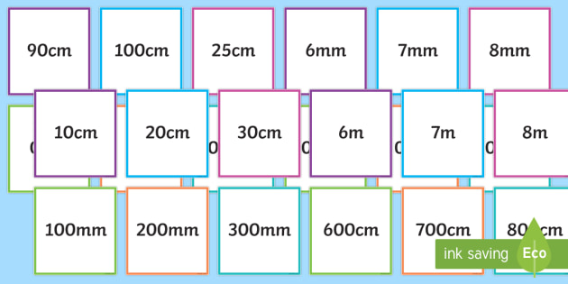 FREE! - mm to cm - m - km - Length Equivalents Matching Cards