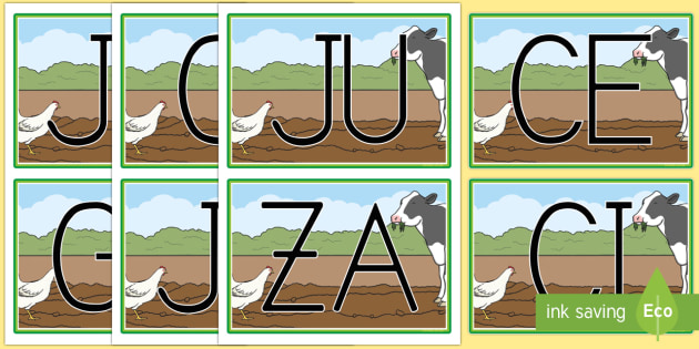 Tarjetas de sílabas En la granja (teacher made)