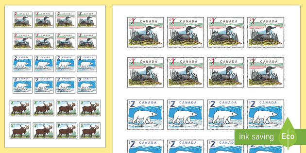 Canadian Post Office Role Play Stamps (teacher made)