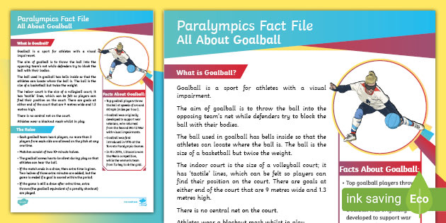 Paralympics All About Goalball Fact File (Teacher-Made)