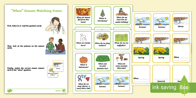 When Season Matching Game (teacher made)