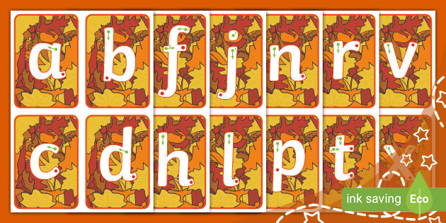 Autumn-Themed A to Z Lower-Case Letter Formation Cards