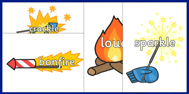 Bonfire Night Topic Words on Fireworks (teacher made)
