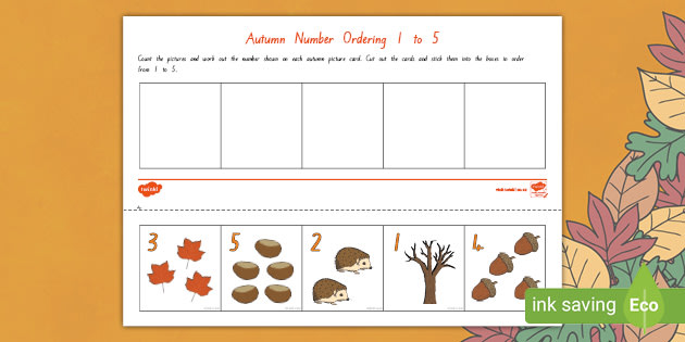 NZ Autumn-Themed Ordering Numbers to 5 (teacher made)
