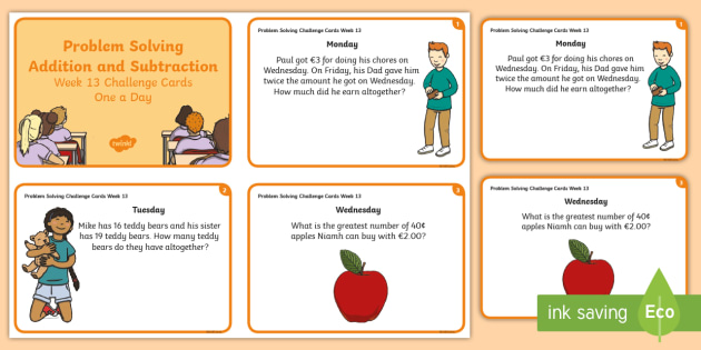 Week 13 Problem Solving Addition And Subtraction Challenge Cards