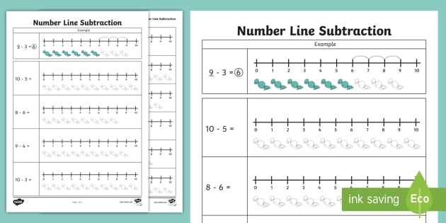 Subtraction From 10 Number Line Worksheet Maths Resources