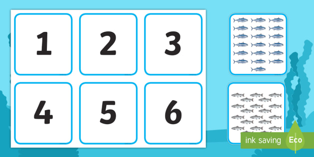 1-20 Number and Quantity Under the Sea Themed Matching Cards - 1-20 Number