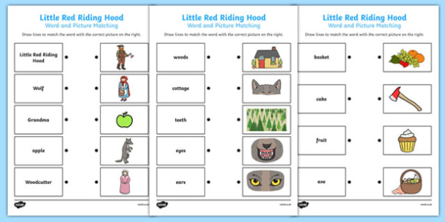 Little Red Riding Hood Word and Picture Match - Little, Red, Word