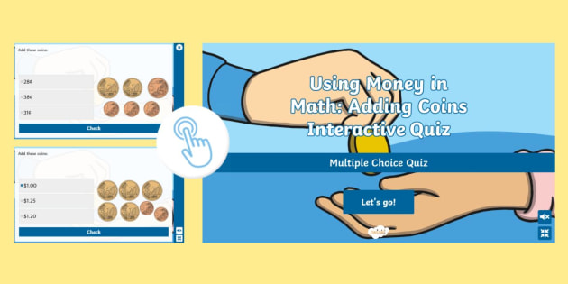 Using Money in Math: Adding Coins Interactive Quiz (Euro)