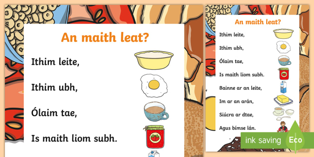 'An Bricfeasta' Poem - bia, food, breakfast, foods, poem, dán