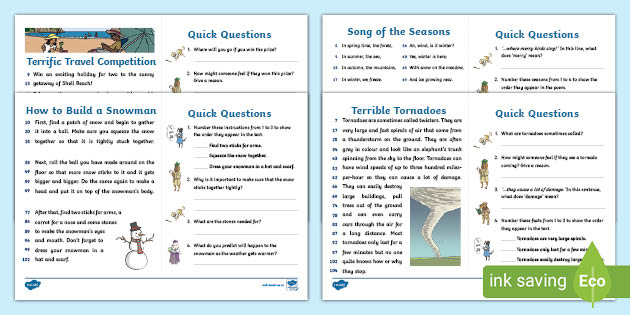 Reading Activities | Weather | 1-Minute Fluency Test