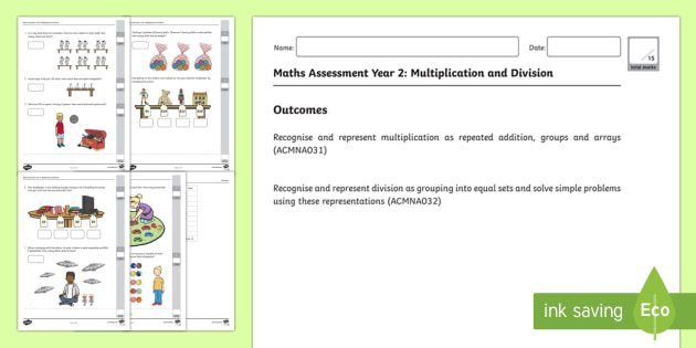 Year 2 Multiplication and Division Maths Test (teacher made)