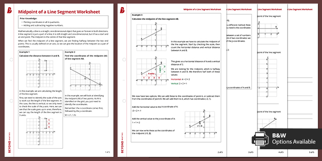 Midpoint Formula | Midpoint of a Line Activity Sheet