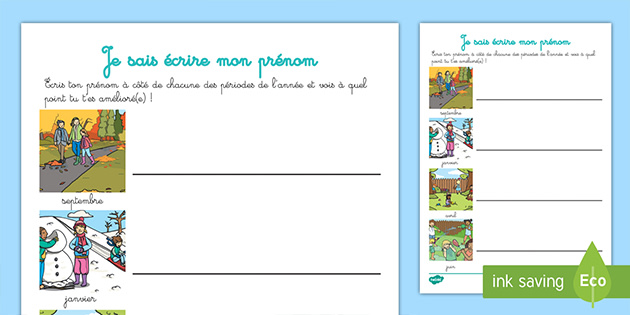Je sais écrire mon prénom