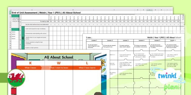 Learn Welsh: All About School: Assessment Pack