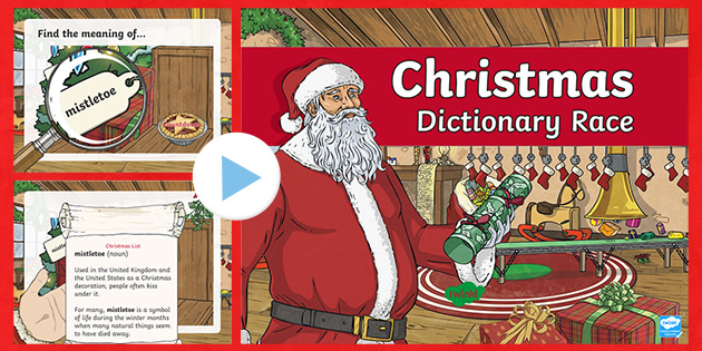 Christmas Dictionary Race PowerPoint (teacher made)