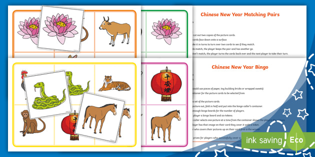 Chinese New Year Bingo and Matching Pairs Game