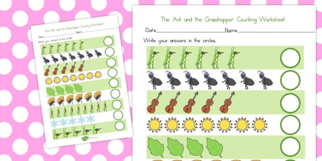 The Ant and the Grasshopper Counting Sheet