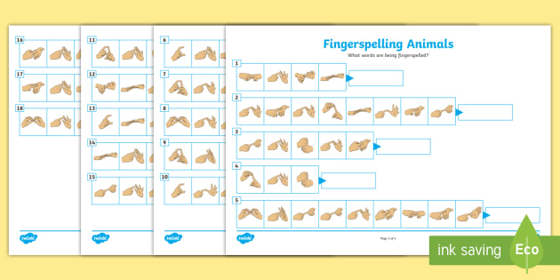Fingerspelling Animals Comprehension Worksheet