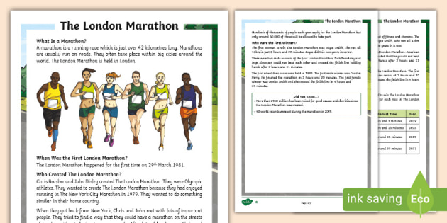 LKS2 London Marathon Differentiated Fact File (teacher made)