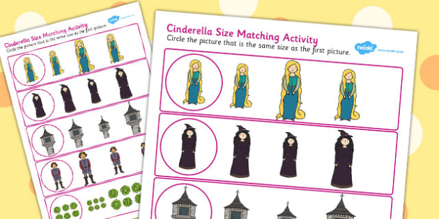 Rapunzel Size Matching Worksheets