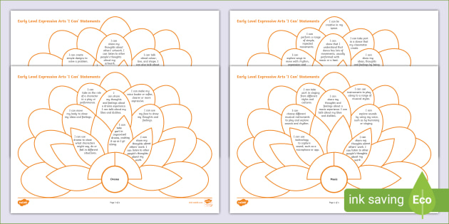 CfE Early Level Expressive Arts Self-Assessment Flower Tracker
