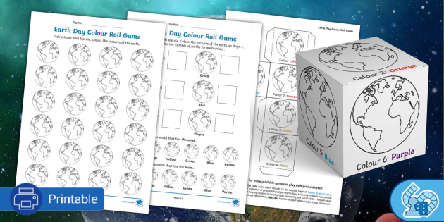 Earth Day Colour Roll Game - Dice Board Game (Teacher-Made)