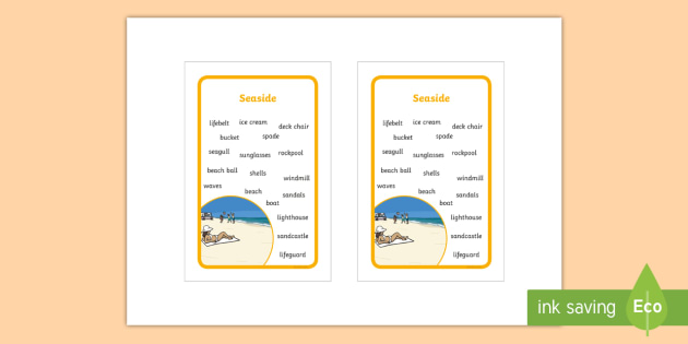 Seaside Words IKEA Tolsby/Fiestad Frame (teacher made)