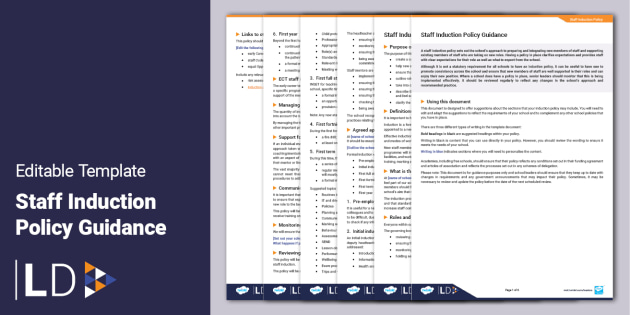 Staff Induction Policy Guidance: Editable Template - leaders