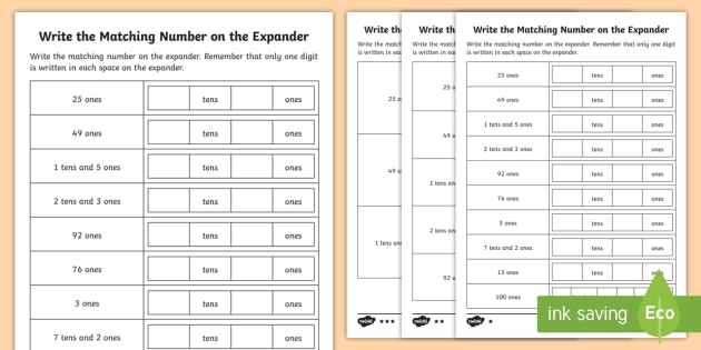Write the Matching Number on the Number Expander Differentiated Worksheets