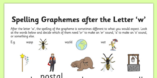 Spelling Graphemes after the Letter 'w'