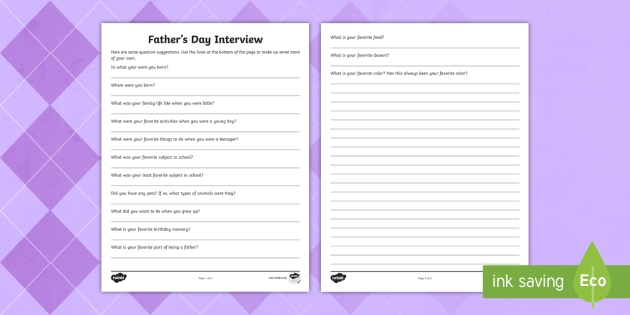 Father’s Day Interview Questions - Twinkl USA Resources