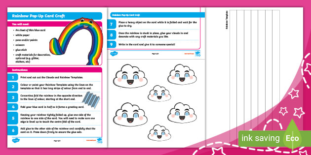 Rainbow Pop-Up Card Craft Instructions (teacher made)