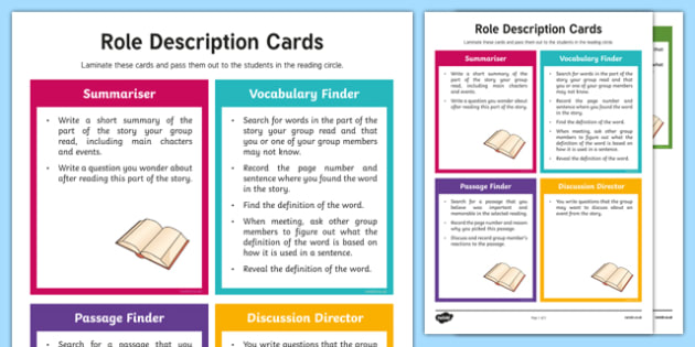 Literature Circle Role Display Cut Outs
